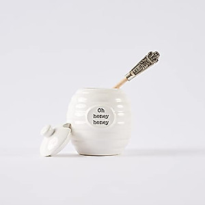 Mud Pie Honey Pot Serving Set, 4x3, White