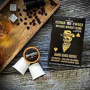 Invader Coffee Whiskey Blend K-Cup Pods Air Roasted Coffee Fair Trade Veteran Owned and Operated Small Batch 100% Arabica Coffee Premium Artisan Coffee (12-Pk)
