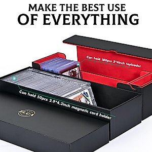 ZLCA Card Deck Box for MTG TCG Cards, 1500+ Premium Trading Card Storage Box with Dice Tray, with 3 PCS Card Deck Cases fit 110+ Double Sleeved Cards, for Sports Card Gift (Black&Red Set)
