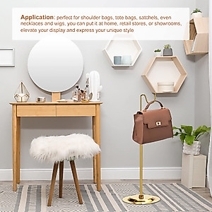 uxcell Purse Display Stand Adjustable Tabletop Single Hook Handbag Rack Stainless Steel Bag Holder for Retail Boutique Store - Gold