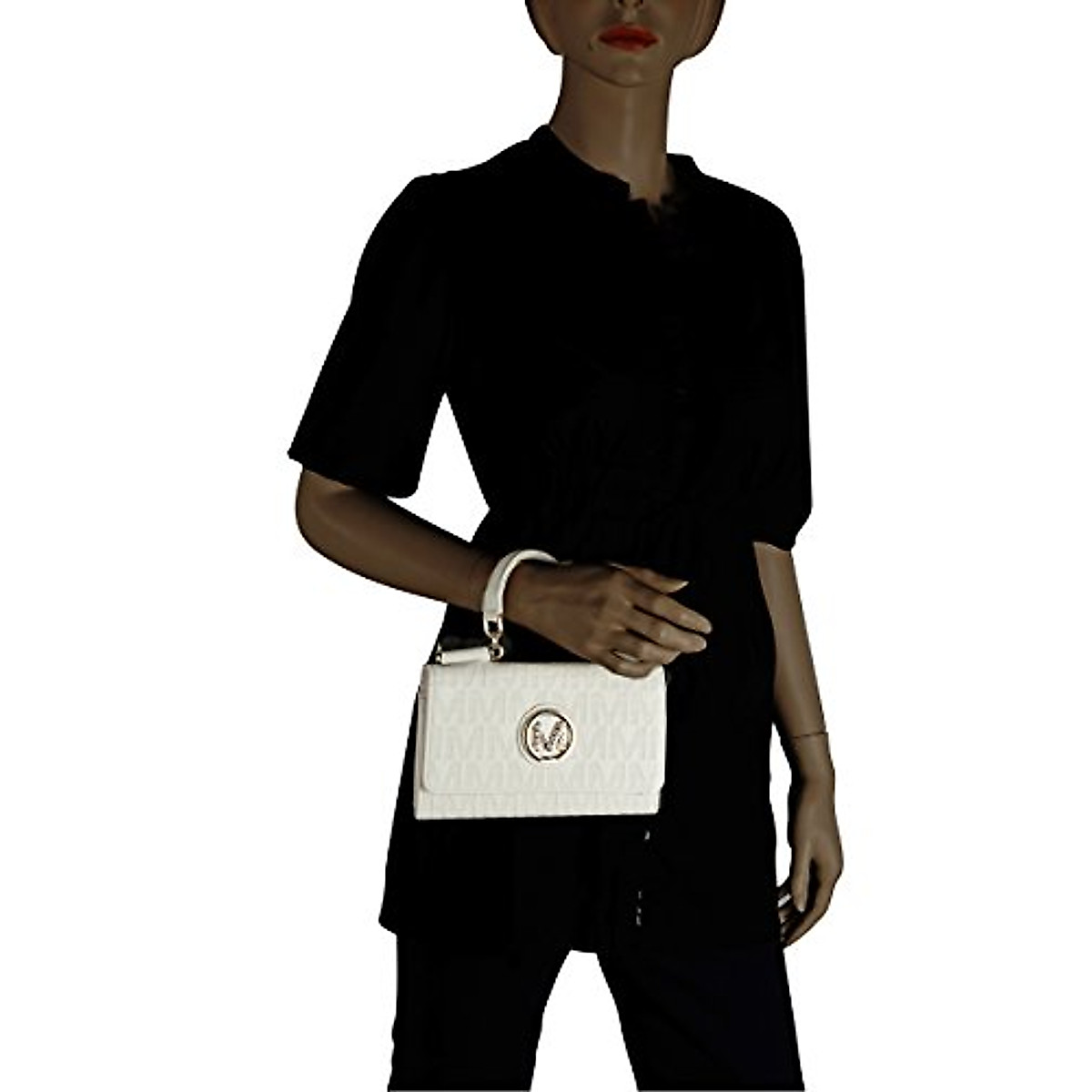 MKF Collection Crossbody Wallet Handbag for Women, Lady Multi Pockets Wristlet Bag – PU Leather Clutch Purse Black