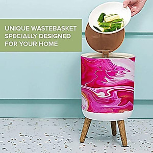 Small Trash Can with Lid Fluid art texture Abstract backdrop with swirling paint effect Liquid Garbage Bin Round Waste Bin Press Cover Dog Proof Wastebasket for Kitchen Bathroom Living Room 1.8 Gallon
