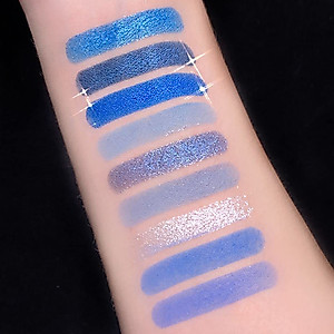 AMY'S DIARY Blue Eyeshadow Palette Glitter Eye shadow Makeup,Navy Blue Eyeshadow Shiny Sparkle Shimmer Glitter blue Eyeshadow Waterproof Pallete,royal blue Glitter Blue Eye Eyeshadow Make Up