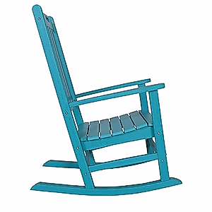 VEIKOU Rocking Chairs for Outside, HDPE Outdoor Rocking Chairs Set of 2, Heavy Duty Porch Rocker Supports 350lbs, All Weather Rocking Chair w/High Back & Wide Seat, (Blue, 2 Chairs)