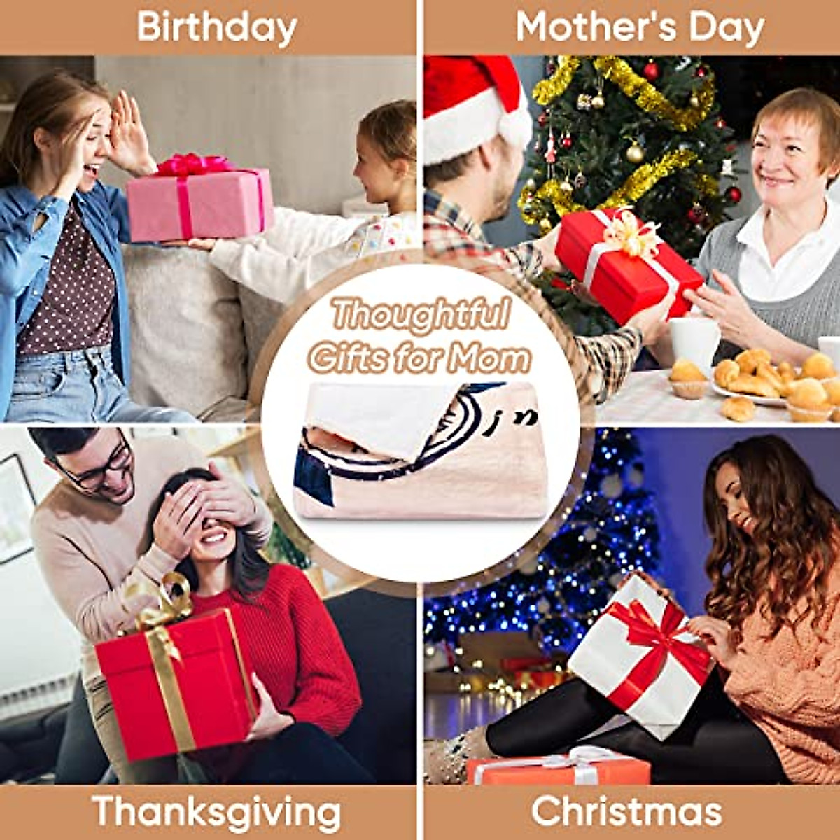 AYOUGEN Personalized Mom Throw Blanket - Great Mother Gifts Ideas from Daughter or Son, Mothers Day Birthday Gifts for Mom, 71" x 56"