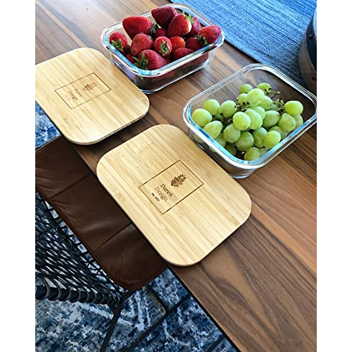 DurenDesign Airtight Glass Food Storage Container With Bamboo Lid, Lunch Box for Meal Prep, Eco-Friendly Kitchen Organization 640ml