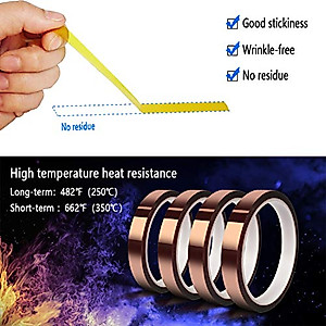 MEBMIK 4 Rolls 10mm x33m(108ft) Heat Tape for Sublimation,Heat Transfer Tape,Heat Resistant Tape,Adhesive Transfer Tape,Thermal Tape,No Residue