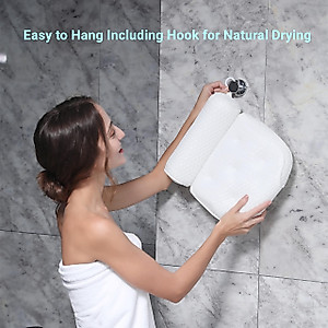 CAICFYIN Bathtub Pillow for Men and Women,Bath Pillows for Tub with 4D Waterproof Air Mesh Material Technology and 7 Non Slip Suction Cups,Bath Pillows for Tub Neck and Back Support