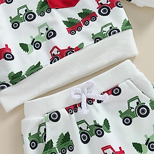 Christmas Outfit Toddler Baby Boy Girl Clothes 0 3 6 9 12 18 24Months 2t 3t Xmas Tree Sweatshirt Top+Long Pants Set (Christmas Car Tree Outfits, 12-18 Months)