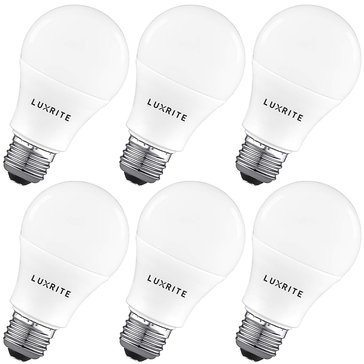 Luxrite A19 LED Light Bulb 100W Equivalent, 4000K Cool White Non-Dimmable, 1600 Lumens, Standard LED Bulb 15W, E26 Medium Base, UL Listed, Perfect for Table Lamps and Home Lighting (6 Pack)