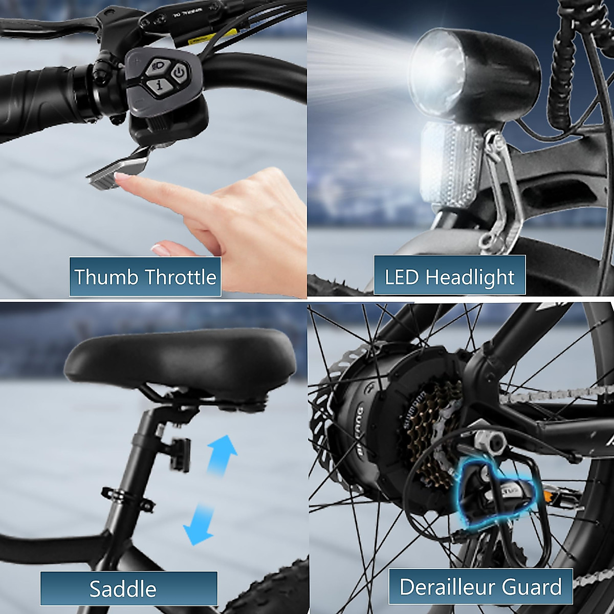 airwest Electric Bike, 750W Bafang Motor 28MPH Ebikes for Adult, 26" Fat Tire Electric Bicycle with Removable 48V 15Ah LG Battery & Fast Charger, Shimano 7-Speed, Lockout Fork Electric Mountain Bike