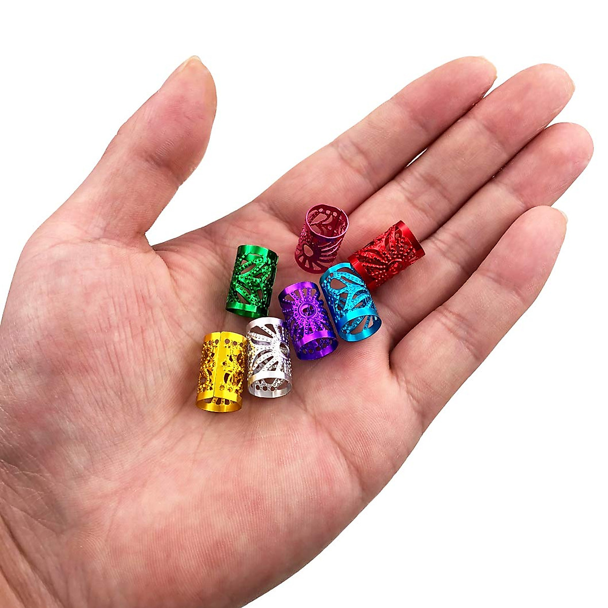 Messen 170 Pieces Dreadlocks Beads Multicolor Aluminum Dread Locks Metal Cuffs Hair Decoration Braiding Hair Jewelry (Not Break Easily)