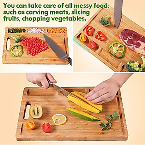 InnoStrive Cutting Board 100% Organic Bamboo Cutting Board For Kitchen Durable Chopping Board For Meats Bread Fruits With Deep Juice Croove…