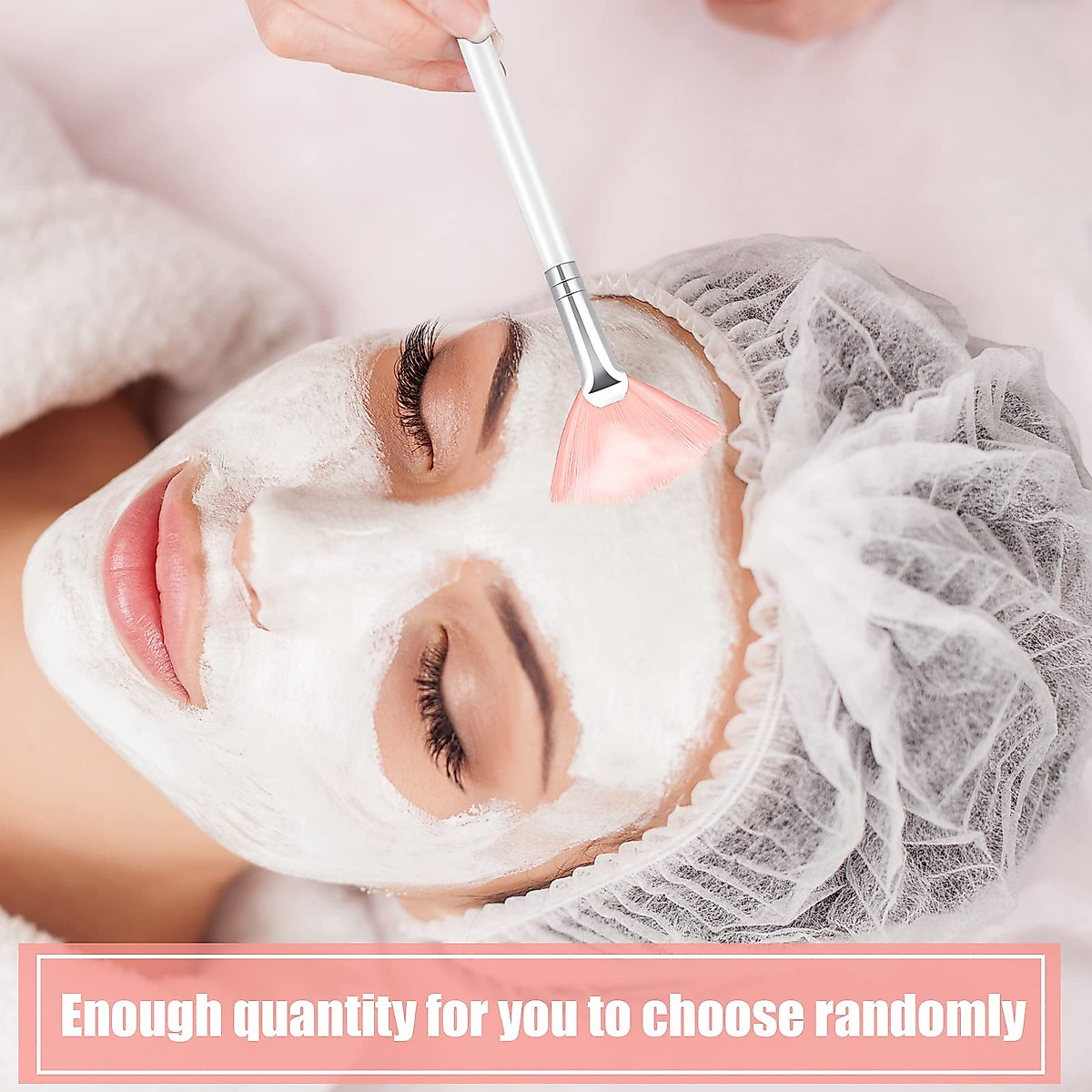 Patelai 14 Pieces Fan Brushes Applicator, Mask Brushes for Facial Makeup Tools for Face Cosmetic(Pink)