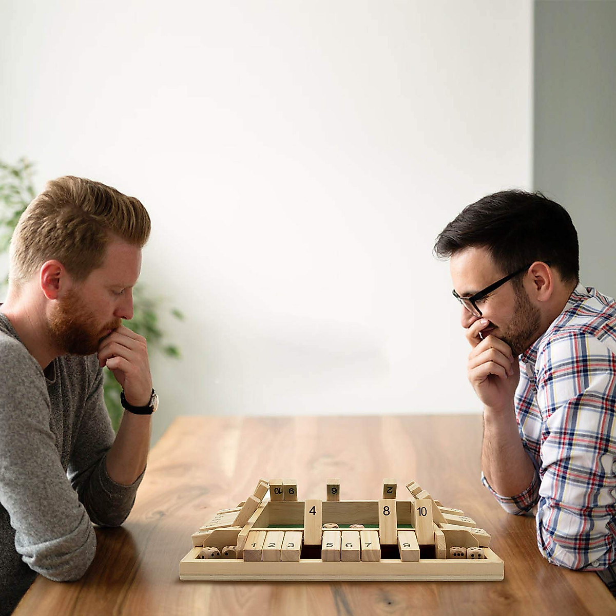 AMEROUS 12 Inches Shut The Box Family Game ( 1-4 Players ), 4 Sided Large Wooden Number Dice Board Game with 12 Dices and Shut The Box Rules for Kids, Adults