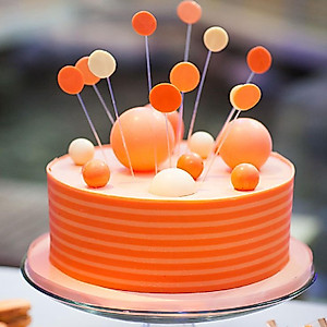 ASTARON 20 Pcs Ball Cake Topper Decorations Mini Balloons Cake Topper Sticks Orange Balls Cake Picks Cake Topper Balls Cake Decorations for Wedding Birthday Cake Decorations