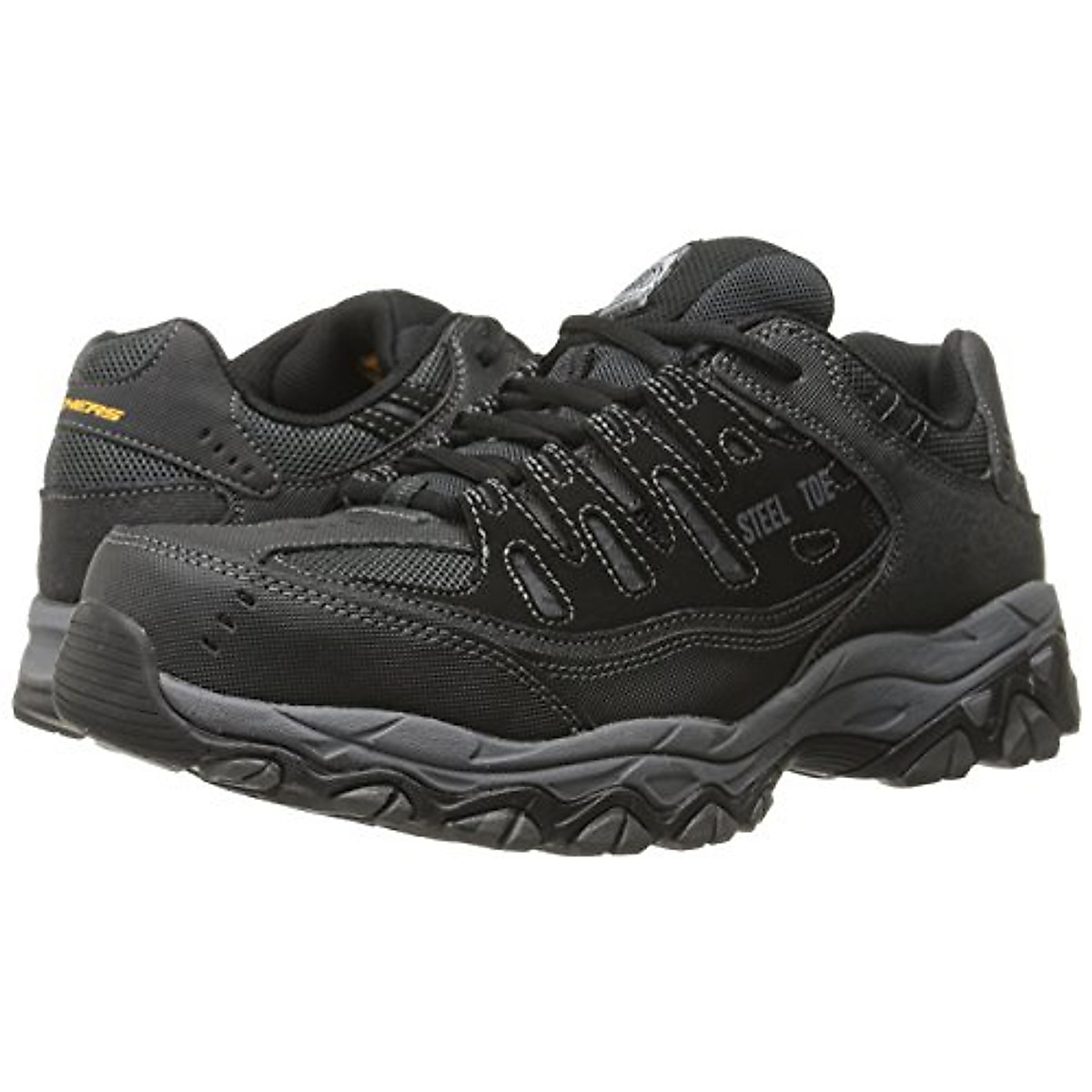Skechers Men's Cankton Steel Toe, Black/Charcoal, 12