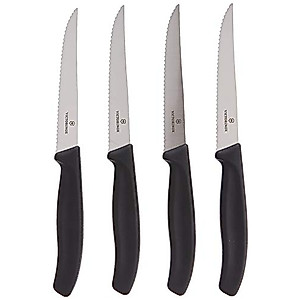 Victorinox Swiss Classic 4-Piece Steak Knife Set, 4-1/2-Inch Serrated Blades with Spear Tip