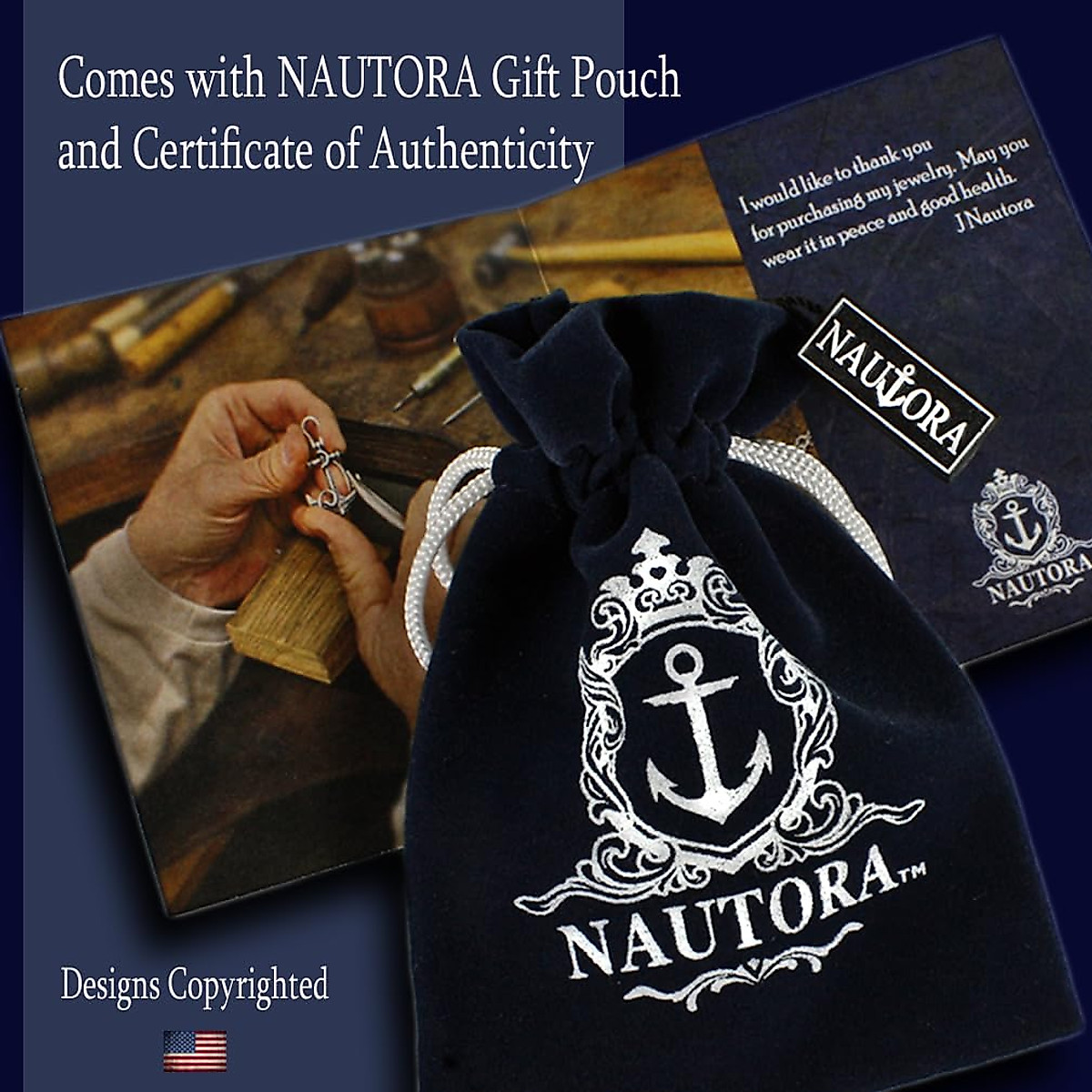 NAUTORA Redfish/Trout Necklace - Pendant Crafted in Sterling Silver on a 22" Necklace Box Chain