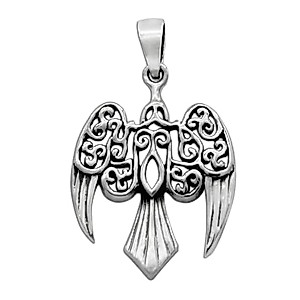 Dryad Design Morrigan Raven Pendant - Sterling Silver Celtic Goddess Wiccan Gift Pagan Jewelry