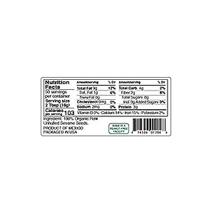 Kevala Organic Raw Sesame Seeds Unhulled, 2 Pound (White)