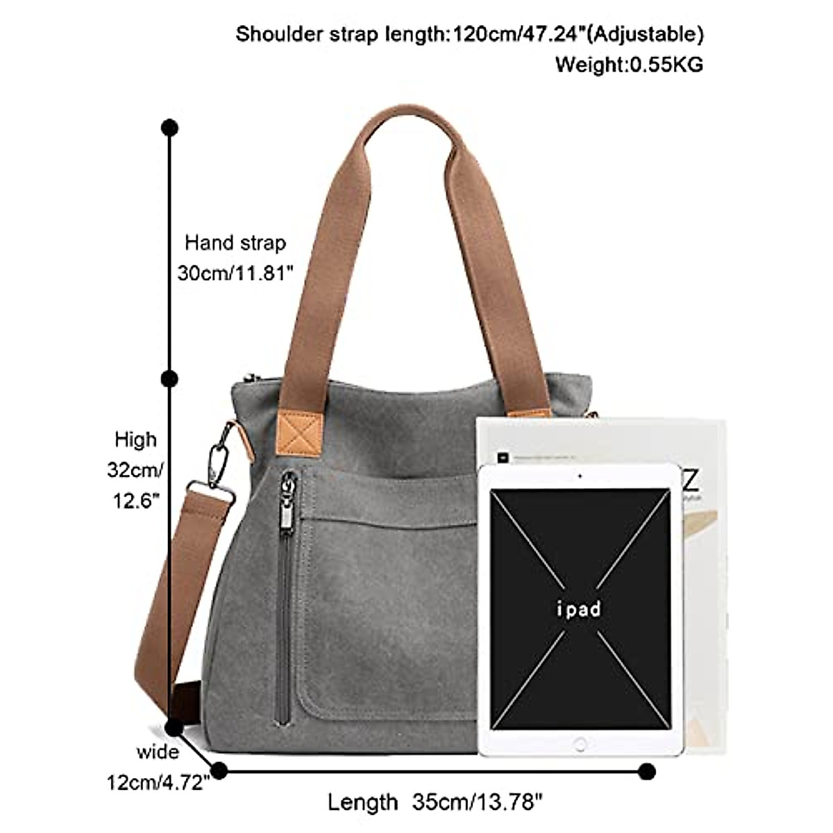 Nanwansu Women's Vintage Canvas Handbag Shoulder bags Multi-Pocket Tote Crossbody Satchel Bags Burgundy