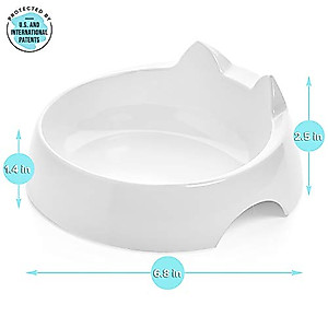 CatGuru Whisker Stress Free Cat Water Bowl, Reliefs Whisker Fatigue, Wide Cat Dish, Non Slip Cat Feeding Bowls, Shallow Cat Food Water Bowls, Non Skid Pet Bowls for Cats (Water Bowl, Marshmallow)