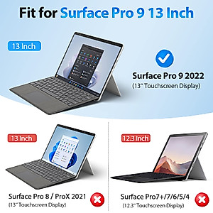 CoBak Case for Surface Pro 11 / Pro 10 / Pro 9 - Crystal Clear Transparent Back Cover, Shockproof Folio Rugged Case, Fits Keyboard and Kickstand