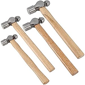 ZEONHAK 4 PCS Ball Peen Hammer, 8 OZ,16 OZ, 24 OZ, 32 OZ Ball Peen Hammer Set with Wooden Handle and Shock Reduction Grip for Metal Rivetc