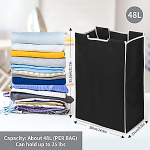 3 Bag Laundry Sorter Replacement Bags, Jhua 3 Pack Large Hamper Cart Removable Replacement Bags, 600D Laundry Hamper Liner Laundry Storage Organizer Replacement Bags, 14.9x9.0x21.7in, No Hangers