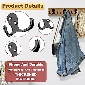 Telodyme 20 Pcs Coat Hooks,Heavy Duty Double Prong Hooks with 40 Screws,Wall Hooks Robe Hooks for Bathroom Kitchen Entryway,No Rust Wall Mounted Utility Hooks for Towel Key Bag Scarf Cup(Black)