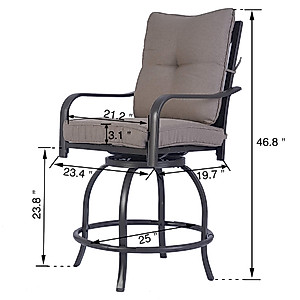 Kozyard Isabella High Swivel Bar Stools/Chair Set for Home Patio, Back Yard, Cafes, Bistro, Restaurants and Chic Bars (Beige)