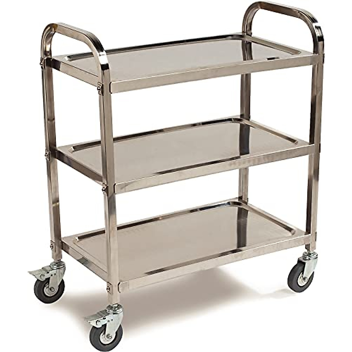 Carlisle FoodService Products Utility Cart Wheeled Cart with 3 Shelves for Office, Restaurant, Hotel, and Hospital, Stainless Steel, 17.25 x 29.5 Inches, Gray
