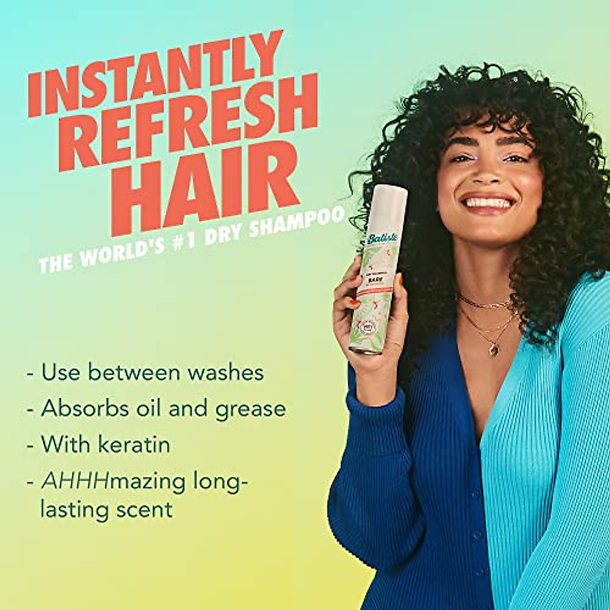 Batiste Dry Shampoo, Bare Fragrance, Refresh Hair and Absorb Oil Between Washes, Waterless Shampoo for Added Hair Texture and Body, Dry Shampoo Bottle 6.35 Oz(Pack of 1)