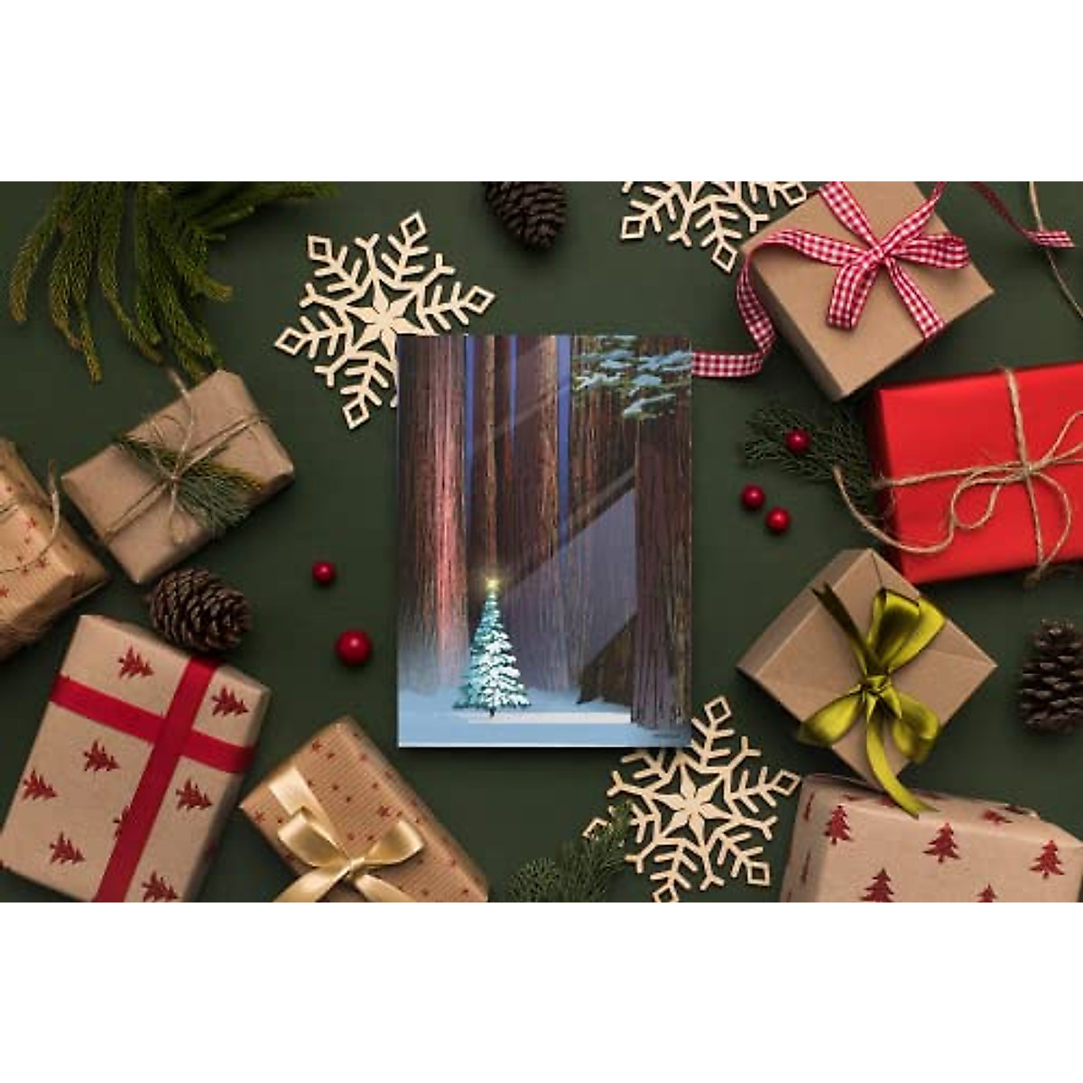 Christmas Tree in The Forest Holiday Card - 18 Christmas Cards & Envelopes -USA Made- Winter Holiday Forest (Standard)