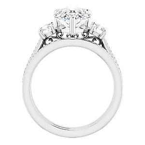 4 CT Pear Cut VVS1 Colorless Moissanite Engagement Ring Set, Wedding/Bridal Ring Set, Sterling Silver Vintage Antique Anniversary Promise Ring Set Gift for Her (9)