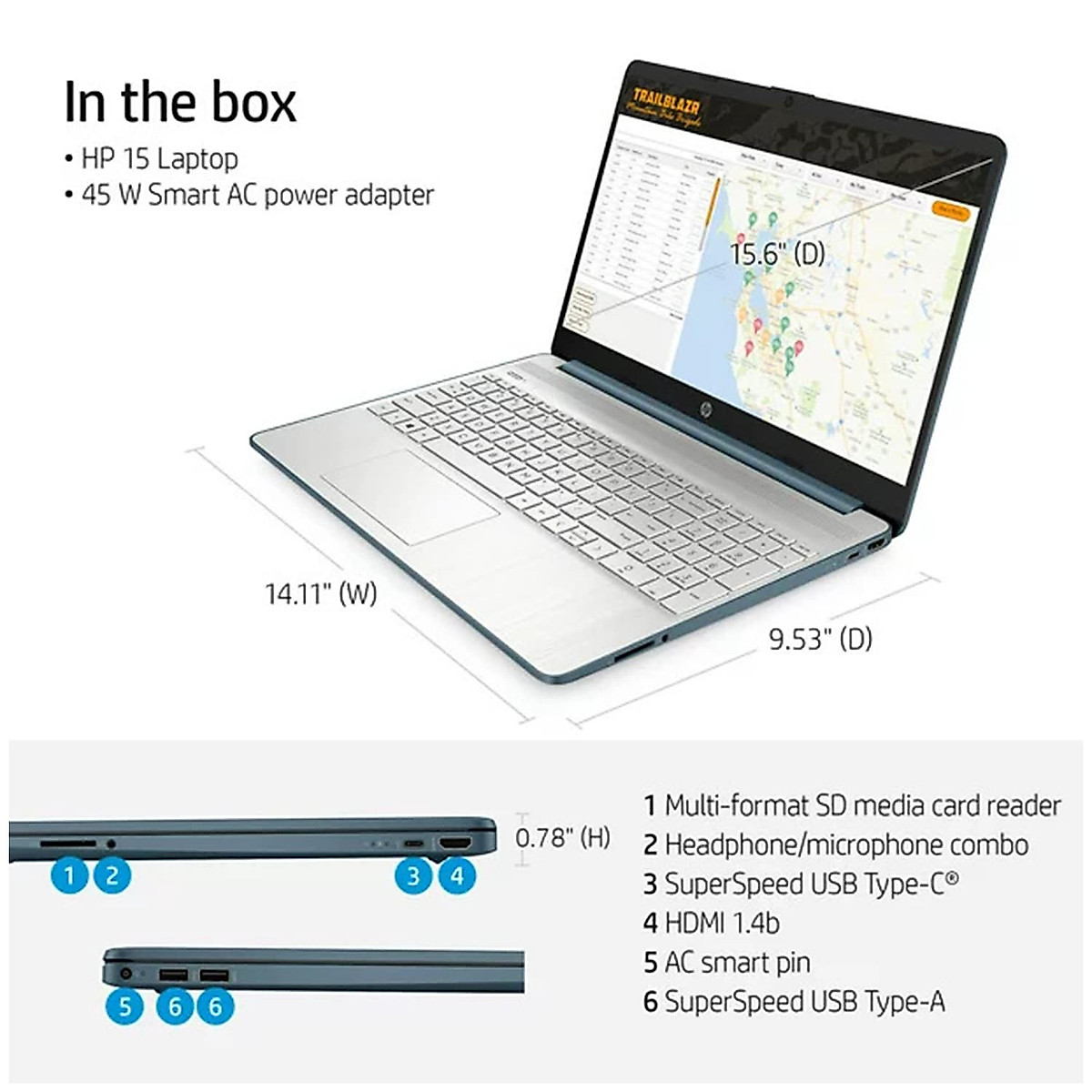 HP 15.6" FHD (1920 x 1080) Laptop for Business and Student, AMD Ryzen 5 5500U Processor (Beats i7-1165G7), 32GB RAM, 512GB SSD, Webcam, SD Card Reader, HDMI, Bluetooth, Wi-Fi, Windows 11 Home