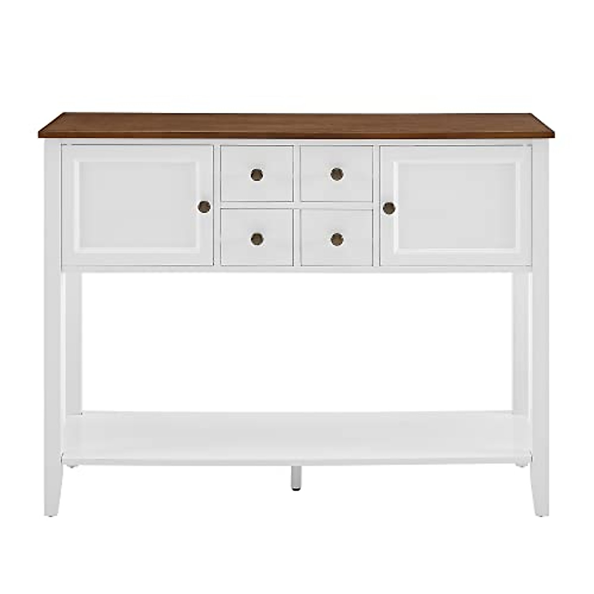 GOOD & GRACIOUS Buffet Sideboard Console Cabinet Narrow Wooden Kitchen Sideboard Table with Bottom Shelf and Storage Drawers White