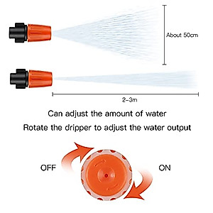 MSDADA 50pcs Micro Spray Adjustable Flow Irrigation Drippers, 1/4 InchGarden Adjustable Sprinkler drip Irrigation Mister Heads with 3 Tee Irrigation Misting Drip Kit