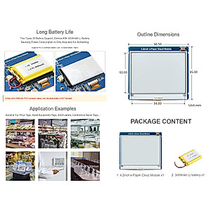 waveshare 4.2inch E-Paper Cloud Module 400×300 Pixels with Low Power Consumption WiFi Connectivity Wide Viewing Angle