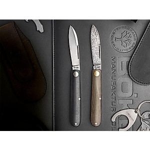 Böker Prime EDC Black Barlow Traditional Slipjoint Folding Pocket Knife, Deep Black Micarta Scales, N690 Satin Blade, Nail Nick Opener, Made in Solingen Germany