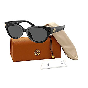 Tory Burch TY7168U 17098G 52MM Black/Grey Solid Cateye Sunglasses for Women + BUNDLE With Designer iWear Eyewear Kit