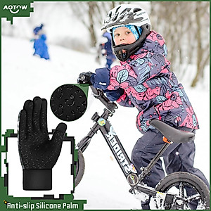 Kids Winter Warm Sports Gloves - Cold Weather Thermal Snow Bike Touch Screen Children Mittens Boys Girls