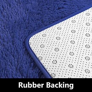 Gifeas Navy Blue Round Rug for Girls Bedroom, Fluffy Circle Rug 4'X4' for Kids Room Decor, Shaggy Circular Rug for Baby Nursery Dorm, Upgrade Fuzzy Plush Rug for Living room, Cute Room Decor for Teens