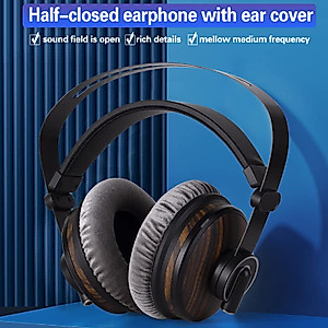 Hi-Fi Music Studio Monitor Headphones - 50mm Drivers Unit and 3.5mm/6.35mm Jack, Wired Over Ear Headphones for Music, DJ Mixing, Audiophile and AMP Computer Recording