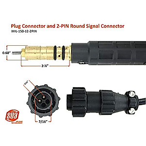 150 Amp MIG Gun Torch Replacement for Miller - 12 Feet Cable - Two-Pin Signal Connector