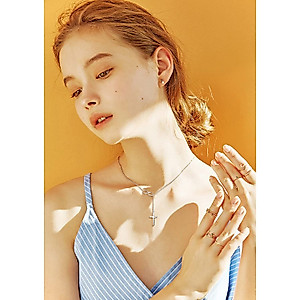 SQKXKLCZ 925 Sterling Silver Infinity Cross Pendant Religious Necklace, Rolo Chain 16''+2''