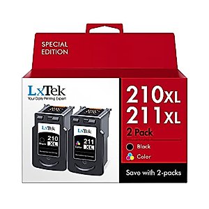 LxTek Remanufactured Ink Cartridge Replacement for Canon 210XL PG-210XL 211XL CL211XL to Compatible with PIXMA MP240 MP480 IP2702 MP230 IP2700 MP495 MX410 MX420 MX330 MX340 Printer (Black,Tri-Color)