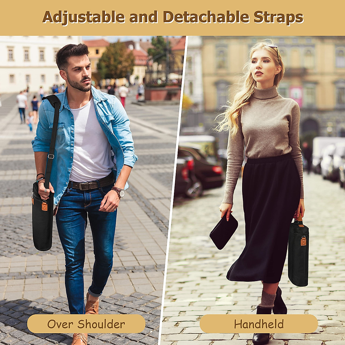 Tirrinia 2 Bottle Wine Gift Tote Carrier - Leakproof & Insulated Padded Versatile Wine Cooler Bag for Travel, BYOB Restaurant, Wine Tasting, Party, Dinners,Gift for Wine Lovers, Black