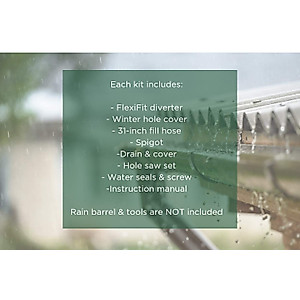 EarthMinded DIY Rain Barrel Diverter and Parts Kit - Water Collection System To Convert Containers into Rain Barrels - Catch Rain Water for Outdoor Chores - RBK-0001